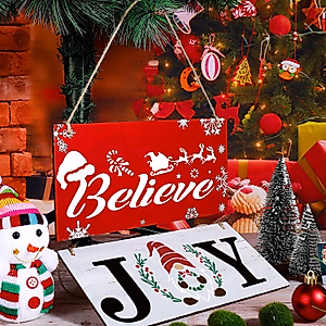 Large Christmas Stencils for Painting on Wood, Reusable Merry Christmas Stencils Porch Sign Stencils Xmas Holiday Stencils for Wood Sign Door Decor DIY Crafts