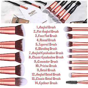 BS-MALL Makeup Brushes Stand Up Premium Synthetic Foundation Powder Concealers Eye Shadows (14Black)