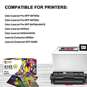 Toner Bank 414A 414X Toner Cartridge (with Chip) Compatible Replacement for HP 414X 414A W2020X Color Laserjet Pro MFP M479fdw M454dw M454dn M479fdn Printer Ink (Black Cyan Magenta Yellow, 4-Pack)