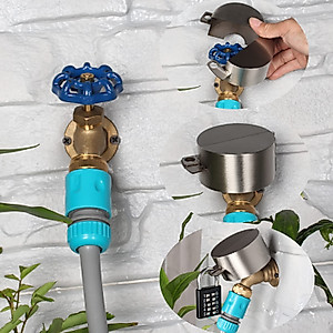Outdoor Faucet Lock System -Gate Valve LockoutDevice -Stainless Steel Prevent Water Theft by Cover and Code Lock,Stop Unauthorized Water use and Vandalism,Faucet Protection Cover (Password Lock）