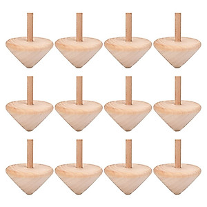 NUOBESTY Wooden Spinning Top Unfinished Wood Tops Craft Gyroscopes for DIY Kids Children Toy Party Favor New Year 12Pcs