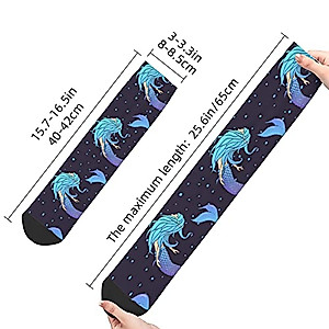 SWEET TANG Running Calf Socks Compatible with Beautiful Mermaids Underwater Dress Socks, Funny Outdoor Football Socks Workout Hiking Walking Socks for Men Women