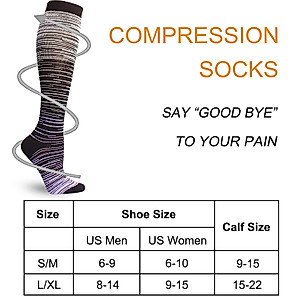 Double Couple 5 Pairs Wide Calf Compression Socks for Men Women Extra Plus Size Knee High Support 20-30