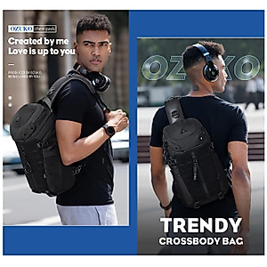 OZUKO Tactical Sling Bag Waterproof and Lightweight, Crossbody Shoulder and Chest Bag for Ipad pro 12.9 inch,Perfect for Outdoor Hiking Travel Camping Cycling