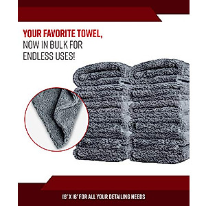 Adam's Borderless Grey Edgeless Microfiber Towel - Premium Quality 480gsm, 16 x 16 inches Plush Microfiber - Delicate Touch for The Most Delicate Surfaces (12 Pack)