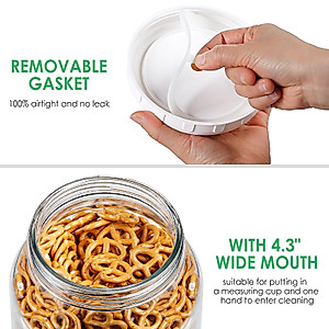 Qianfenie 2 Pack 0.8 Gallon(3200ML) Glass Jar with Airtight Lid, Large Mason Jars Wide Mouth with Clear Scale Marks, Heavy Duty Glass Food Storage Jars with Reusable Lid for Sugar, Pasta, Flour, Oats