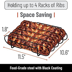 UNCO- Stainless Steel Rib Rack, Holds Up to 4 Full Racks of Ribs, Rib Rack for Smoking, Smoker Rack, Rib Racks for Grilling and Smoking, Nonstick Rib Rack, Bbq Rib Rack, Rib Rack Smoker, Rib Stand