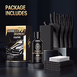 𝐀𝐝𝐯𝐚𝐧𝐜𝐞𝐝 𝗚𝗿𝗮𝗽𝗵𝗲𝗻𝗲 Ceramic Coating for Cars (70ml) - 10H Graphene Coating for Car Detailing - 10+ Years of Long Lasting Protection - Ultra High Gloss & Shine, Extremely Hydrophobic