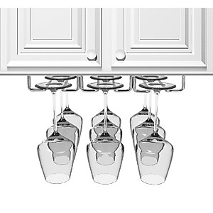 Sorbus Under Cabinet Wine Glass Rack and Stemware Holder – 3 Rows Holds up to 9 of Your Most Delicate Glassware