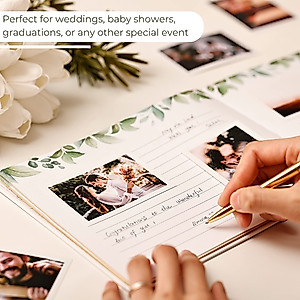 Gold Foil Greenery Wedding Guest Book 7 x 9 inches, Pen & Table Sign Included, Resgistry Sign in Book for Wedding, Bridal Shower, Baby Shower, Graduation, Birthday, Funeral, Anniversary or Reception