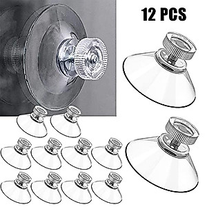 12pcs 53mm Glass Sucker Wall Hanger Pads Clear Screw Hooks Suction Cup Holder Transparent and Strong PVC Sucker Hook, Waterproof Storage and Fixation of Foot Pad