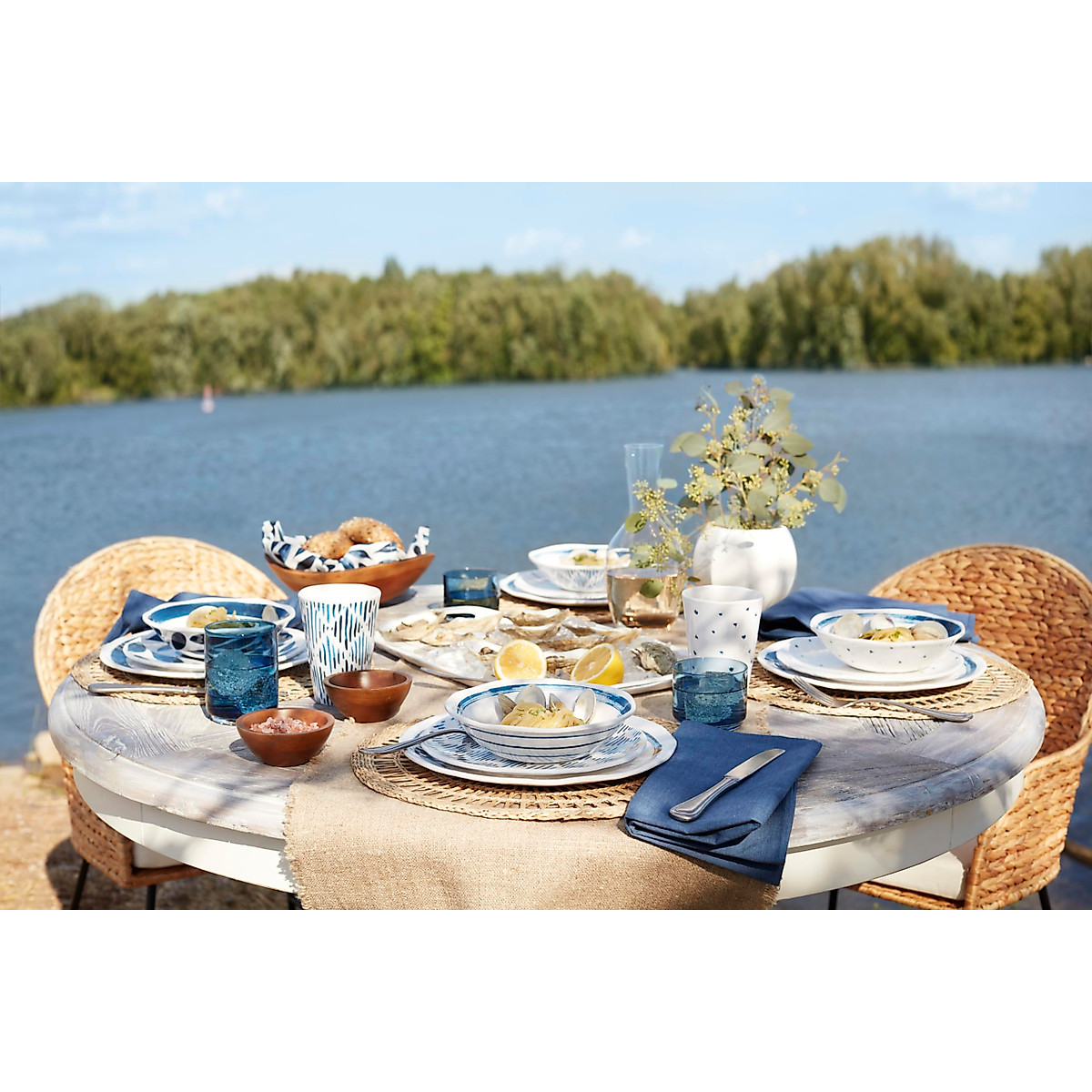 Lenox 895240 Blue Bay Melamine Assorted Tumblers, Set of 4, Lightweight Melamine Material