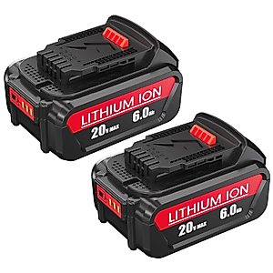 Upgraded 6.0Ah Replacement for Dewalt 20V MAX Battery DCB205-2 Compatible with Dewalt 20V MAX XR Battery DCB205 DCB206 DCB204 DCB200 Replacement for Dewalt 20 Volt Battery Cordless Power Tools 2-Pack