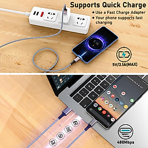 Extra Long USB C Charger Cable 16FT 2Pack,3.1A Braided PS5 Controller Charging Cable for PS5 DualSense Controller/Xbox Series X/S for Nintendo Switch,Samsung Galaxy S21/S20/S10,Note10 9 8