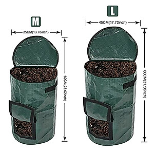 Composting Bag，Reusable Leaf Lawn Bags，Collapsible Yard Waste Bags Compost Bins with Lid for Kitchen, 15 Gallon/34 Gallon Multifunction Gardening Container，Come with Gloves ( Size : 15 Gallon )