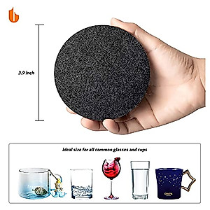 Urbanstrive 4 PCS Coasters, Eco-Friendly 100% Biodegradable Coasters Absorbent Felt Coasters for Drinks Bar Home, 4 Inch (Black Round)