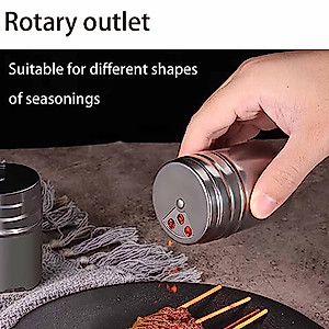 LEYLEK 3Pcs Stainless Steel Salt And Pepper Shakers Or Pepper Shaker with Adjustable Three Swivel Type Holes for Salt Powder Sugar Cinnamon Pepper Spice Dispenser with Adjustable Pour Holes/Silver