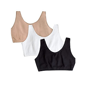 Fruit of the Loom Womens Built Up Tank Style Sports Bra, White/Sand/Black, 38 US