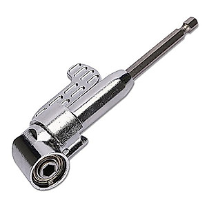 QISF 2Pcs 105 Degree 1/4 Inch Right Angle Drill Adapter Hex Shank Screwdriver Angled Bit Holder Power Drill Tool(1Pcs Short & 1Pcs Long) + 1Pcs Flexible Angle Extension Bit Kit for Screwdriver &Drill