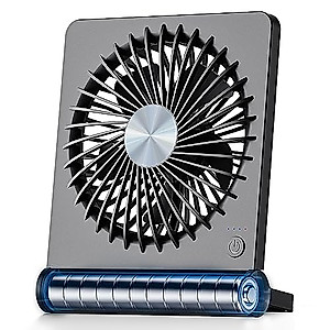 Koonie Portable Desk Fan, 3.5-20hrs Battery Operated Small USB Fan with Ultra Quiet 180° Tilt Folding, Rechargeable Personal Fan with 3 Speeds Strong Wind for Home Office Desktop, Black