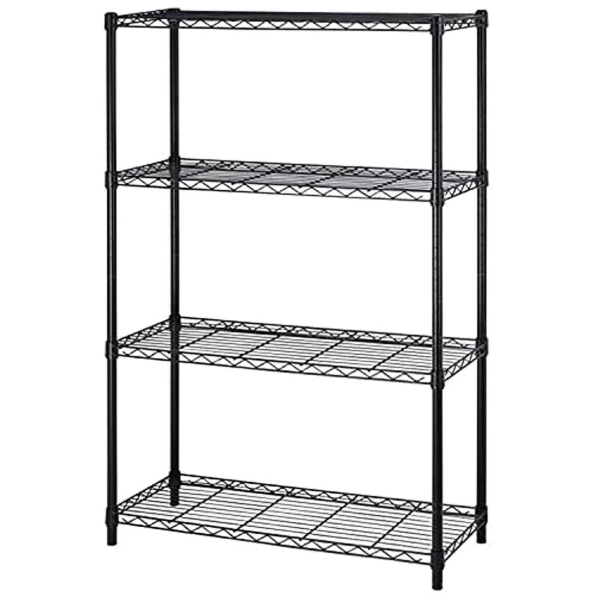 Lucky Shop 4-Shelf Shelving Storage Unit Heavy Duty Metal Organizer Wire Rack, Unit Storage Shelves Metal with Leveling Feet, Height Adjustable Heavy Duty Shelving Rack, for Storage
