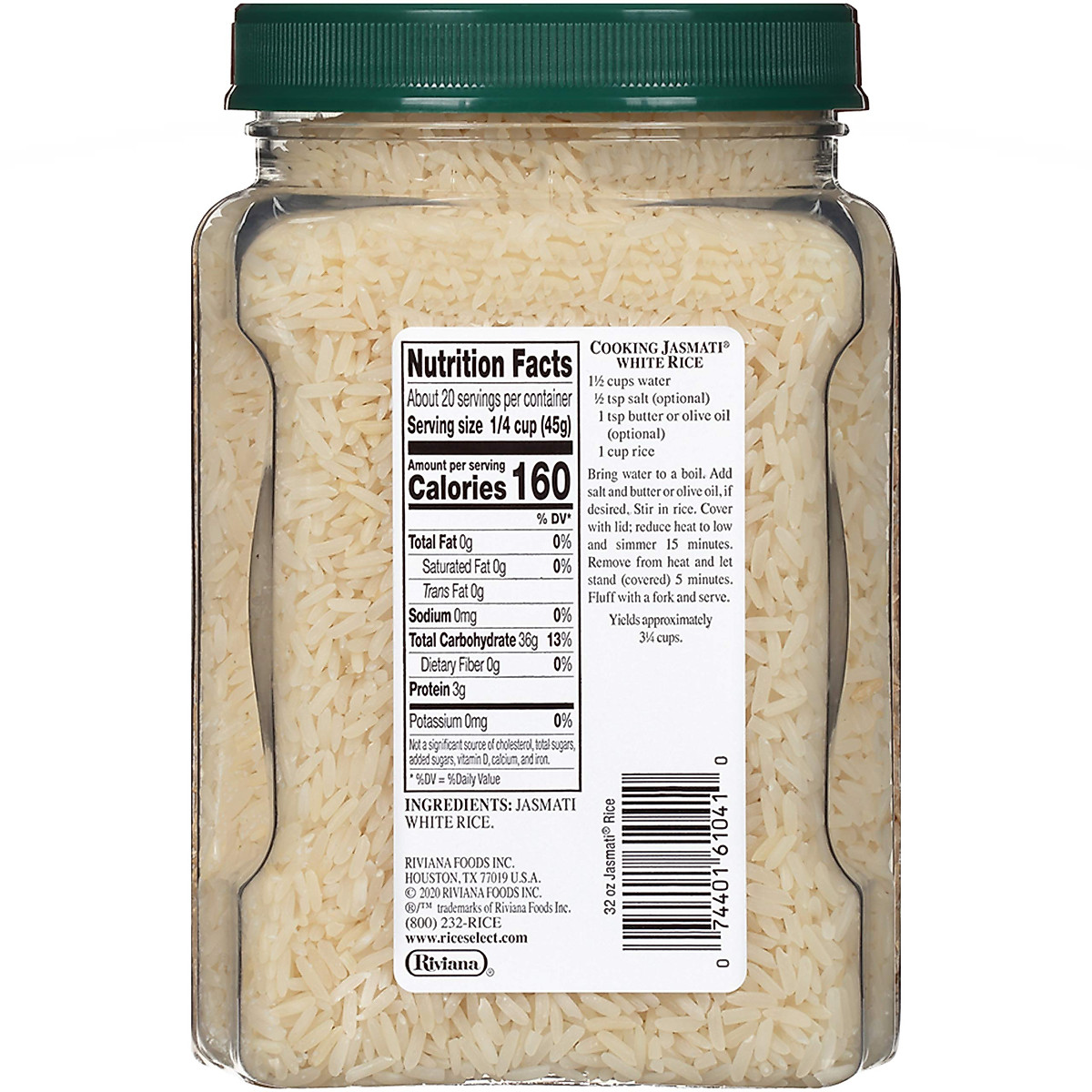 RiceSelect Jasmati, Long Grain Jasmine Rice, Gluten-Free, Non-GMO, 32 oz (Pack of 4 Jars)
