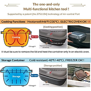 Microwave Cookware | Oven cookware | Freezer Container | Multi Kitchen tool | Heat Resistant | Dishwasher Safe | Quick healthy waterless cooking | Easy clean | Made in Japan | IMGLBPS-PS-OR