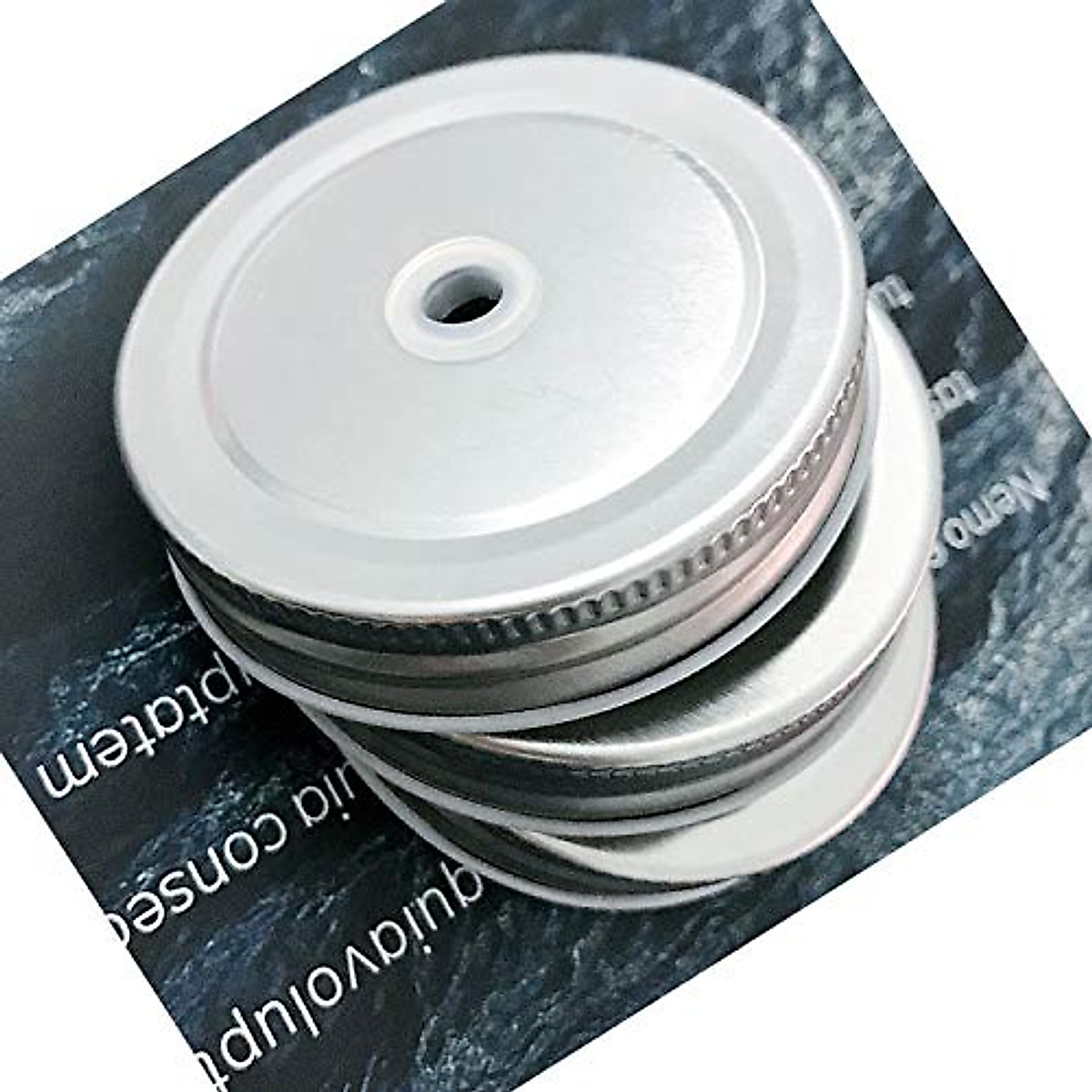 Luckkyme Mason Jar Lids, 20 Pieces Bottle Cap with Straw Hole/Silicone Rings Compatible with Mason Jar