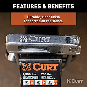 CURT 22325 No-Tool Anti-Rattle Hitch Clamp Tightener for 2-Inch Receiver, Hollow or Solid Shanks