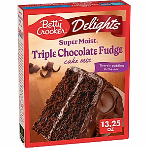 Betty Crocker Delights Super Moist Triple Chocolate Fudge Cake Mix, 13.25 oz