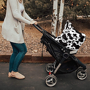 Nursing Cover for Breastfeeding Scarf Super Soft Cotton Multi Use for Baby Car Covers Canopy Shopping Cart Cover Blanket Stroller Cover-Cow Print Animal Themed Black White
