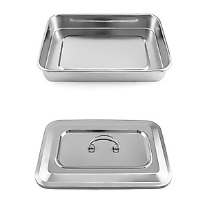 QWORK Medical Surgical Trays, 2 Pack Stainless Steel Dental Instruments Organizer Holder Sterilization Tray for Lab Instrument Supplies, 11.8" x 7.8" x 2"