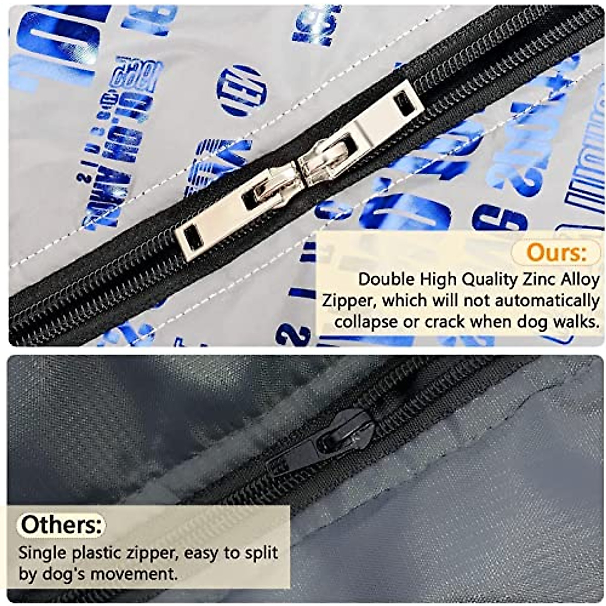 Tresbro Dog Winter Coat, Large Warm Dog Jacket for Cold Weather,Reflective Dog Clothes with Furry Collar Detachable Harness Two Way Zipper on Back, Dog Apperal for Medium Large Dog Boy Girl