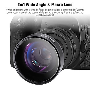 NEEWER 49mm 0.43X HD 2 in 1 Ultra Wide Angle & Macro Lens, 18mm Focus Compatible with Canon EOS Kiss M2 EOS RP EOS R10, Extra 40.5-49mm Adapter Ring Needed for Sony ZV-E10 A6400 A7 IV Nikon Z50, LS-20
