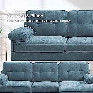 MAEVIS 79" Modern Sectiaonal Fabric Sofa Couch for Living Room,Comfortable Small Sofa, Chenille L Shaped Sofas with Solid Wood Frame, Detachable Cover and Armrest, Easy to Install(Light Blue)