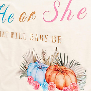 ZAIBIANHAO HE or SHE What Will Baby Be Gender Reveal Party Decal - Halloween Pumpkin Themed Shower Party Wall Decal Sign,Thanksgiving Stickers Decoration for Balloon Arch (Pumpkin He or She Decal)