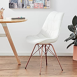 OSP Home Furnishings Langdon Faux Leather Task Chair with Rose Gold Base, White