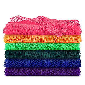 Shappy 6 Pieces African Net African Body Exfoliating Net Bath Sponge Exfoliating Shower Body Scrubber Back Scrubber Skin Smoother for Daily Use or Stocking Stuffer(Assorted Color)