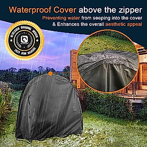 IC ICLOVER Firewood Log Hoop Cover, 40 Inch Outdoor 600D Heavy Duty Waterproof and Weather Resistant Round Log Rack Cover, with Full Length Zipper, Wood Ring Storage Holder Cover