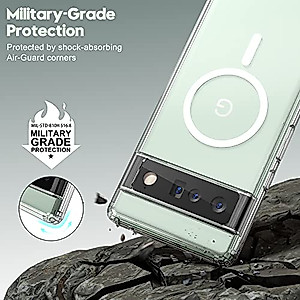 oakxco Google Pixel 6 Pro Magnetic Case Clear, Compatible with Magsafe Charging, Slim Fit Protective Phone Case for Pixel 6 Pro, Shockproof Soft Silicone TPU Bumper&Hard PC, Crystal Clear Anti-Yellow