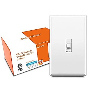 3-Way Smart WiFi Toggle Light Switch, On/Off Control, in-Wall, No Hub Required, Compatible with Alexa and Google Home, ETL and FCC Listed (WF30TS)