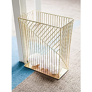 U Brands Metal Trash Can, Vena Collection, 6 Gallon Capacity, Gold (3232U02-06)