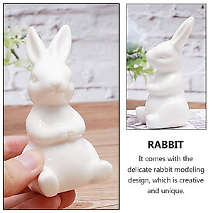 BESPORTBLE 2pcs Ceramics Bunny Figurine Easter White Bunny Figurines Home Decor Rabbits Ornaments for Home Easter Garden Micro Landscape Decor