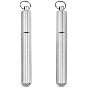Haidong Portable Toothpick Holder,Portable Toothpick Box, Metal Toothpick Portable Toothpick Box, Pocket with Keychain Toothpick Container Suitable for Outdoor Camping Travel Picnic (2pcs)