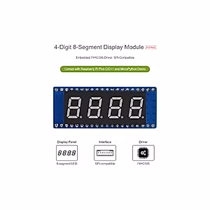 waveshare 4-Digit 8-Segment Display Module for Raspberry Pi Pico Embedded 74HC595 Driver SPI-Compatible Comes with Raspberry Pi Pico C/C++ and MicroPython Demo