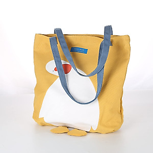 KKC HOME ACCENTS Duck Canvas Tote Bag Cute Aesthetic School Shoulder Bag Reusable Grocery Shopping Bags for Women Teacher Mother as Gifts Washable