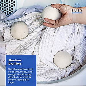 Wool Dryer Balls - Reusable Large Wool Laundry Balls for Dryer | Natural Fabric Softener, Saves Drying Time, Reduces Static and Wrinkles | Wool Balls for Dryer Replaces Dryer Sheets, Pack of 6