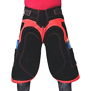 Equine Care Farrier Chaps Back Support - Cowhide Suede Leather and Canvas Apron, 4 Knife Pocket, 2 Nail Magnets, Adjustable Velcro Buckle - 29 inches/75cm