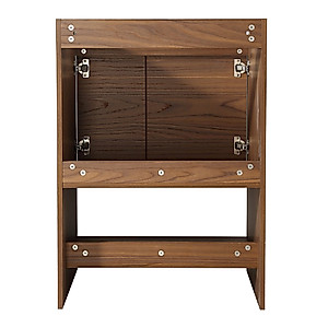 Fine Fixtures Phoenix 24 in. W x 18.5 in. D x 33.5 in. H Bathroom Vanity in Walnut with White Ceramic Sink [Full Assembly Required]