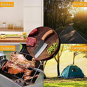 LYUSan Butcher knife Hand Forged Meat Cleaver Knife High Carbon Steel Chef Knife Fishing Filet Knife for Kitchen,Survival,Camping,BBQ